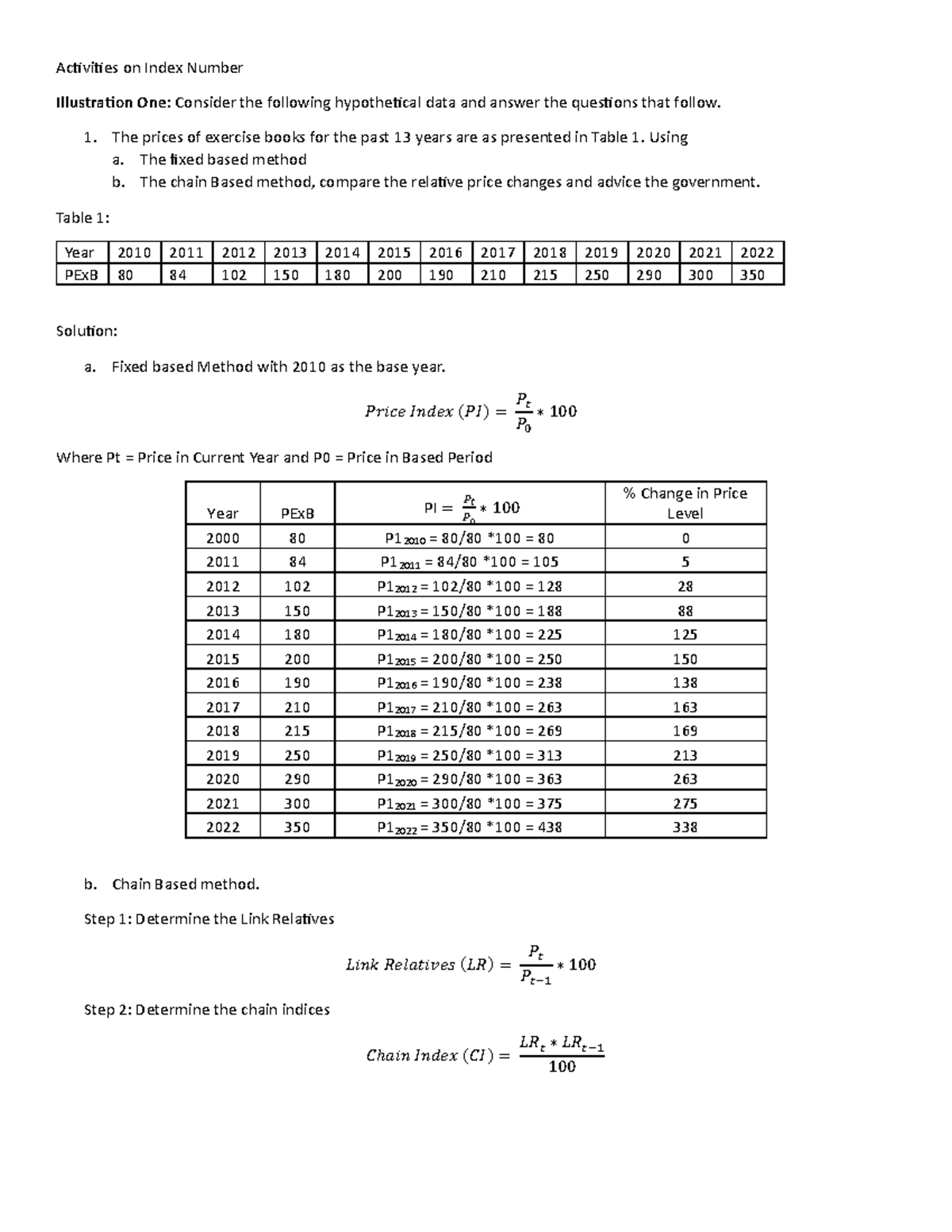 Illustrations and Activities on Index Number - Activities on Index ...