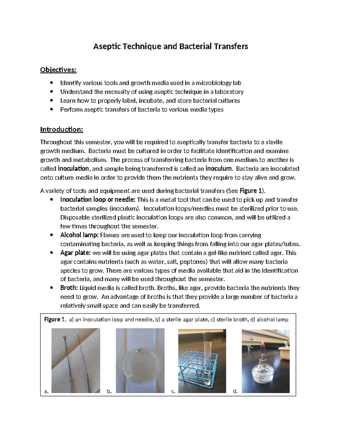 Aseptic Technique and Bacterial Transfers mostly online - Aseptic ...