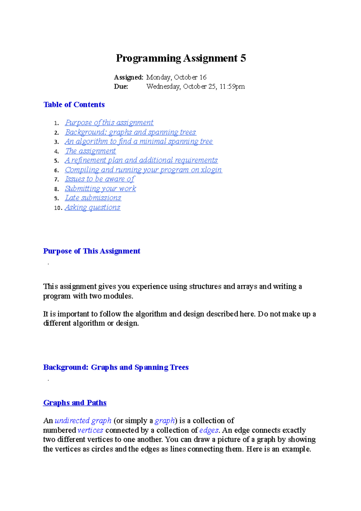 Programming Assignment 5 - 2. 3. 4. 5. 6. 7. 8. 9. 10. Purpose of this ...