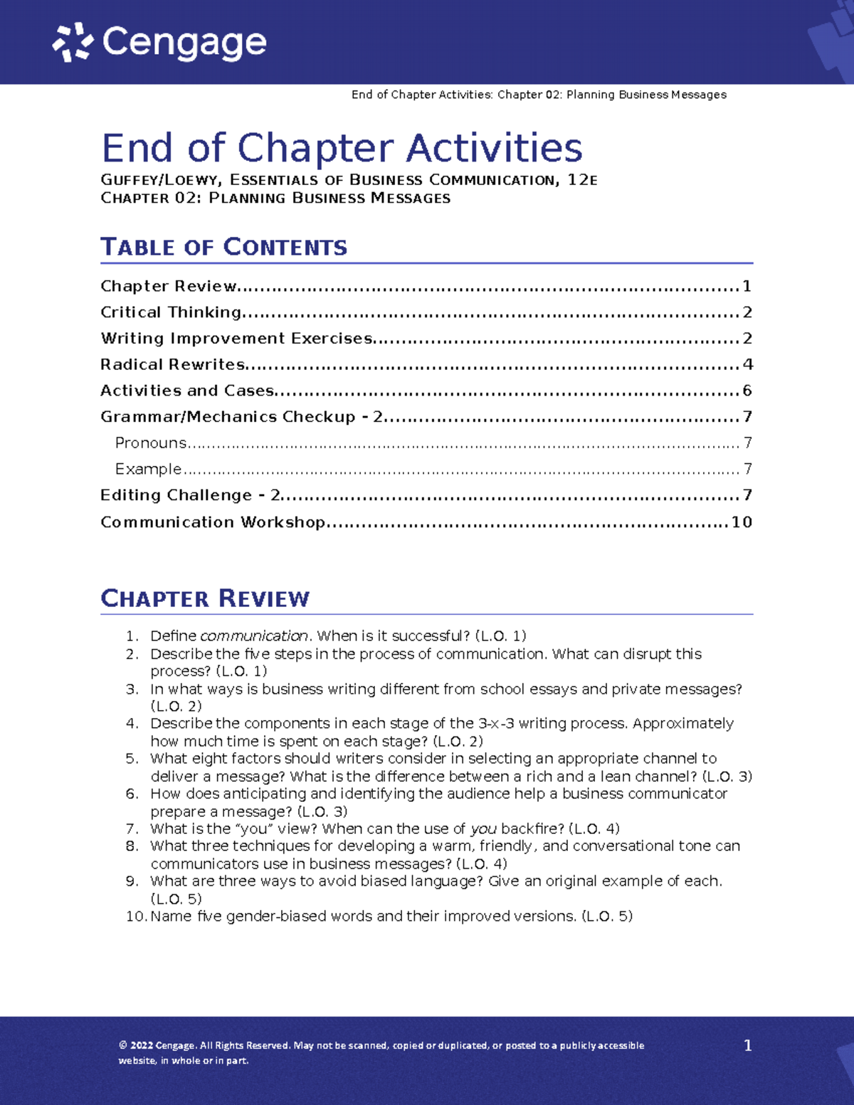 End of Chapter Activities Guffey EBC 12e Ch02 - End of Chapter ...