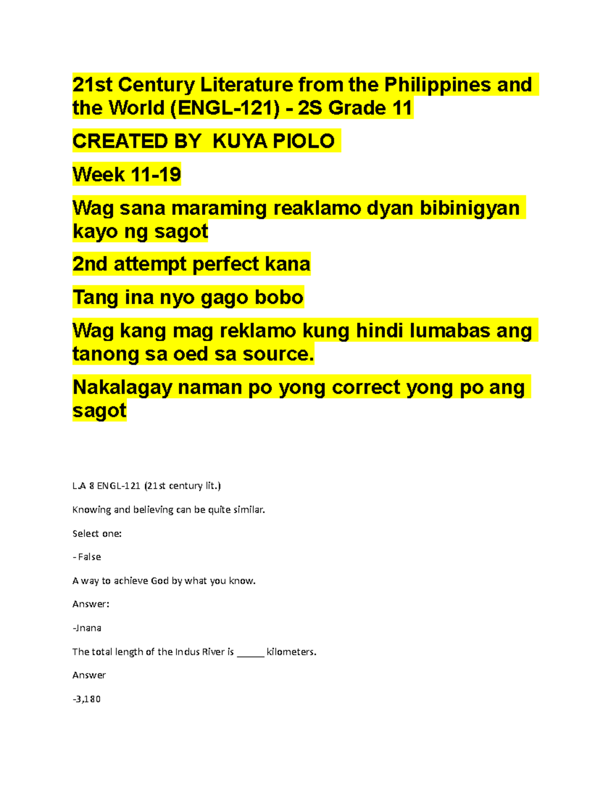 21st Century Literature from the Philippines and the World ENGL 121 2S ...