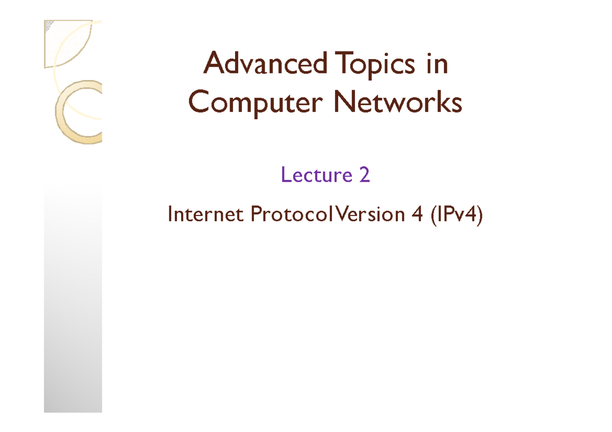 L2 Internet protocol version 4 - - Studocu