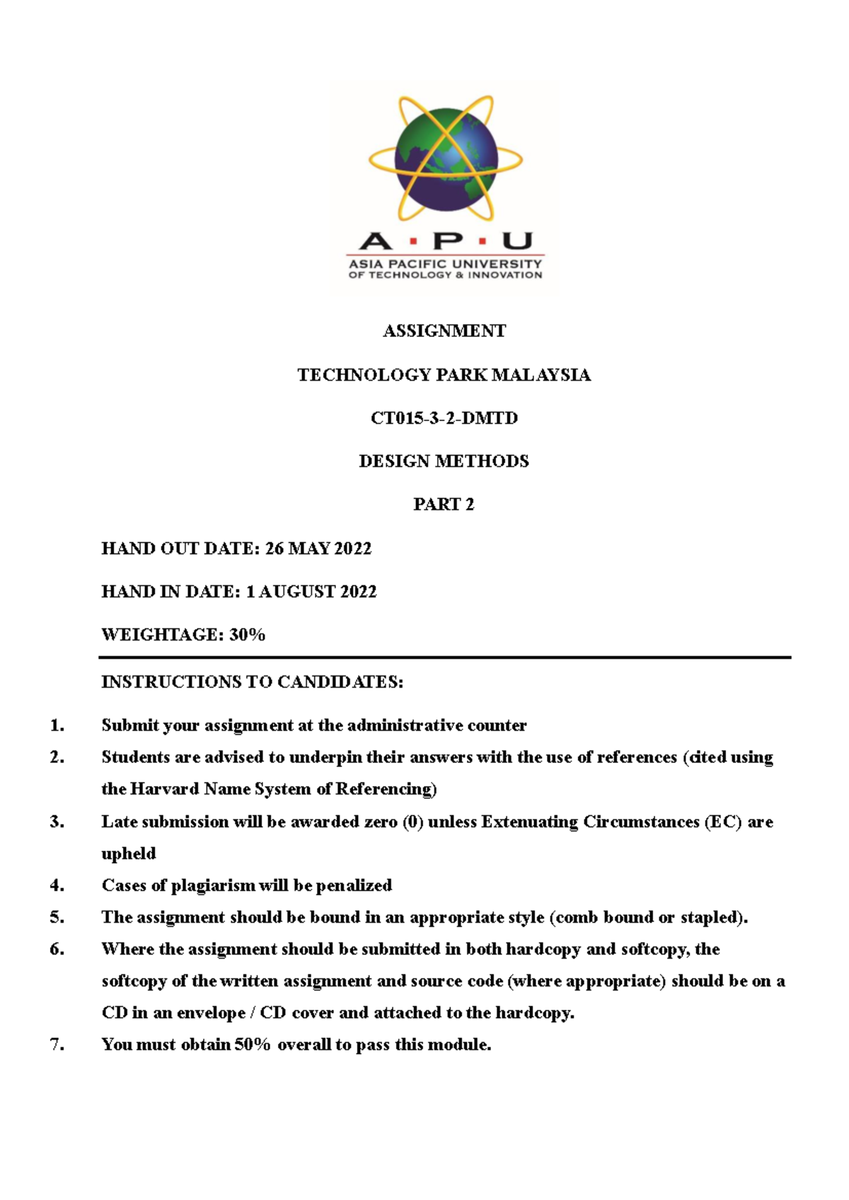 Individual assignment DMTD PART 2 - ASSIGNMENT TECHNOLOGY PARK MALAYSIA CT015- 3 - 2 - DMTD ...