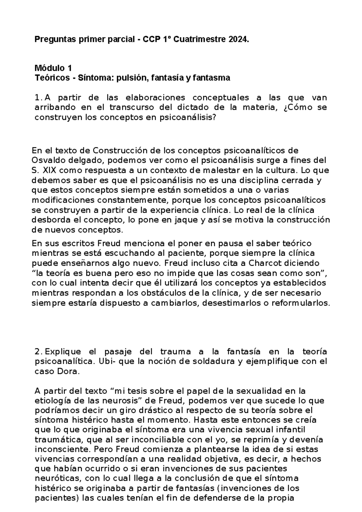 Preguntas Primer parcial. CCP.2024 - Preguntas primer parcial - CCP 1° Cuatrimestre 2024. Módulo ...
