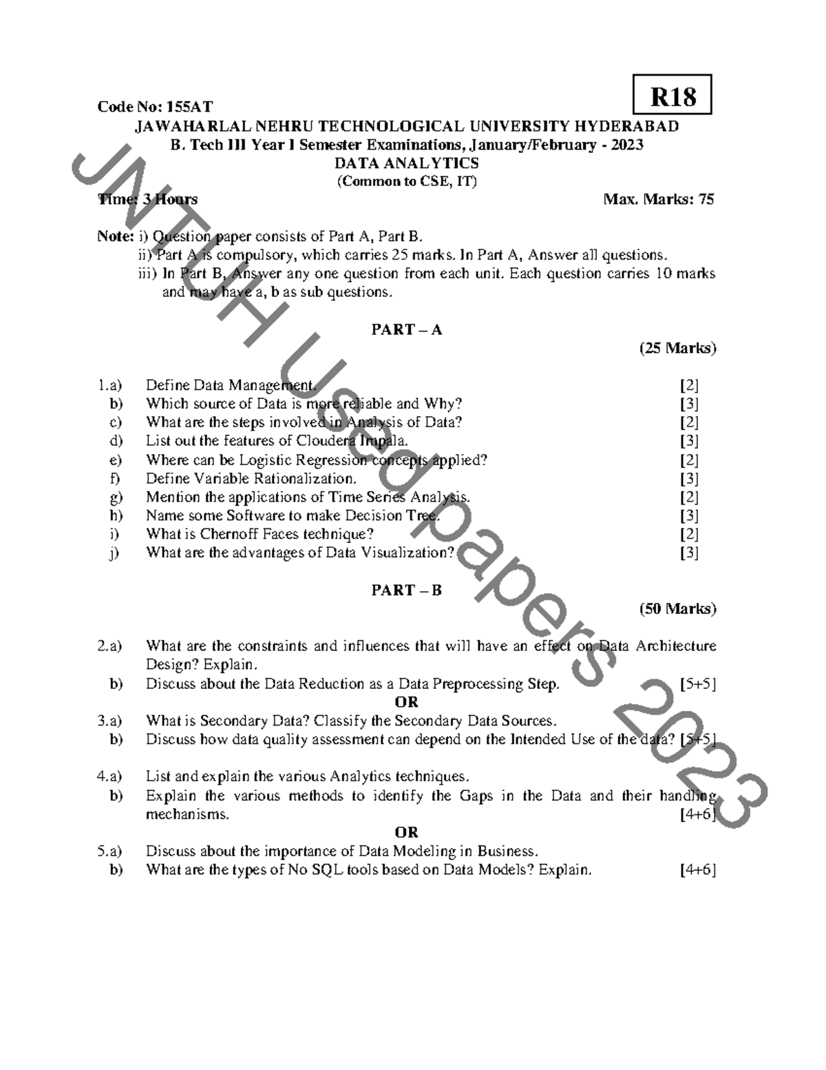 January February-2023 - Code No: 155AT JAWAHARLAL NEHRU TECHNOLOGICAL ...