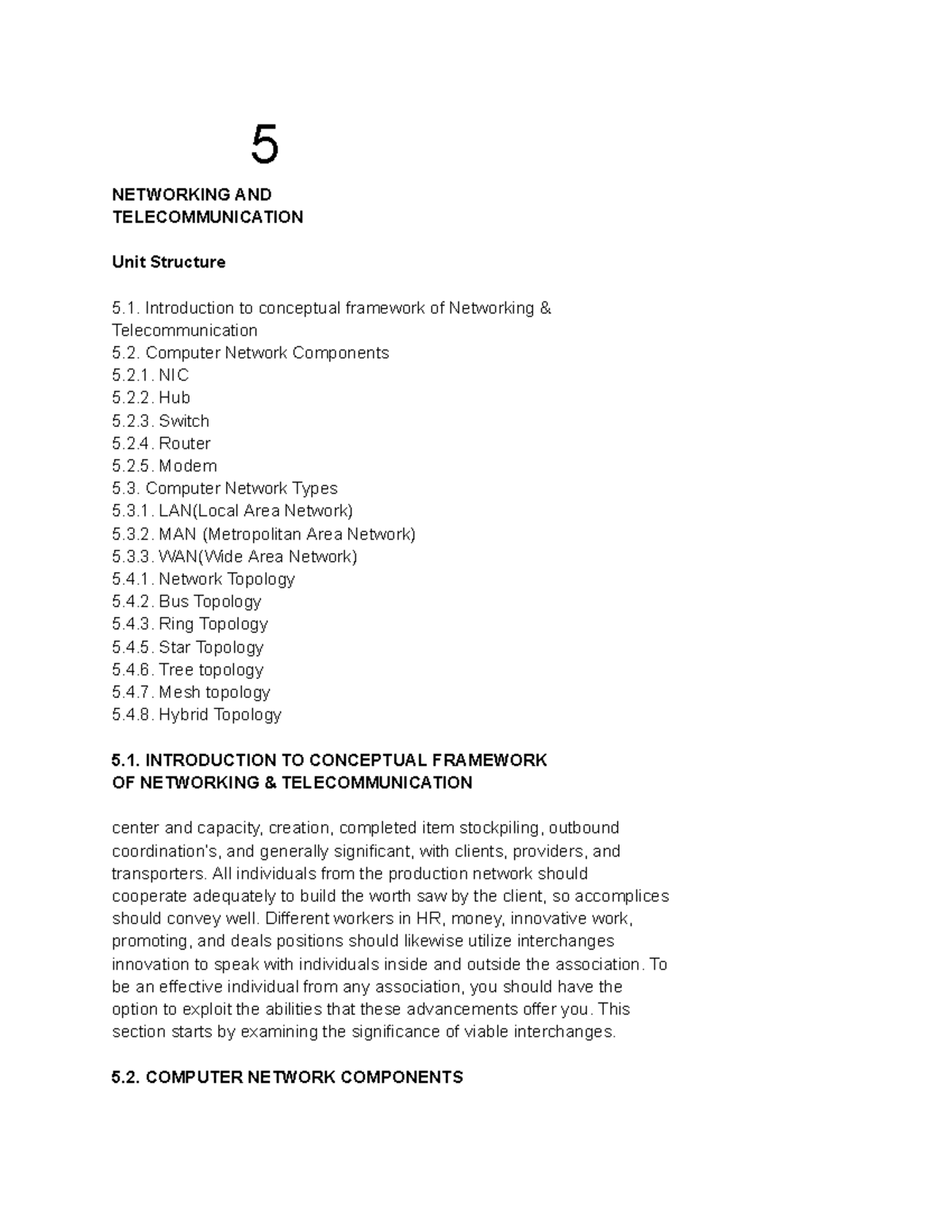Information Technology-6 - 5 NETWORKING AND TELECOMMUNICATION Unit ...