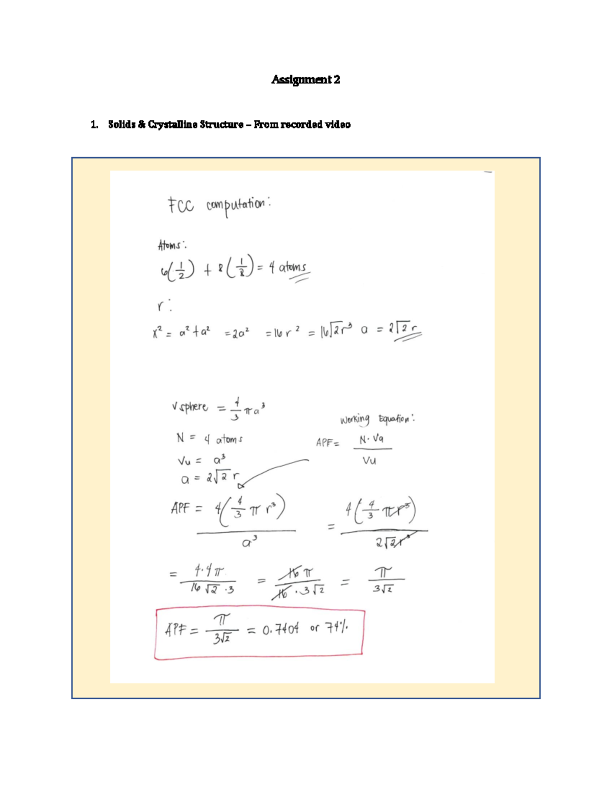 Assignment 2 - It's about solid and crystalline structure and ...