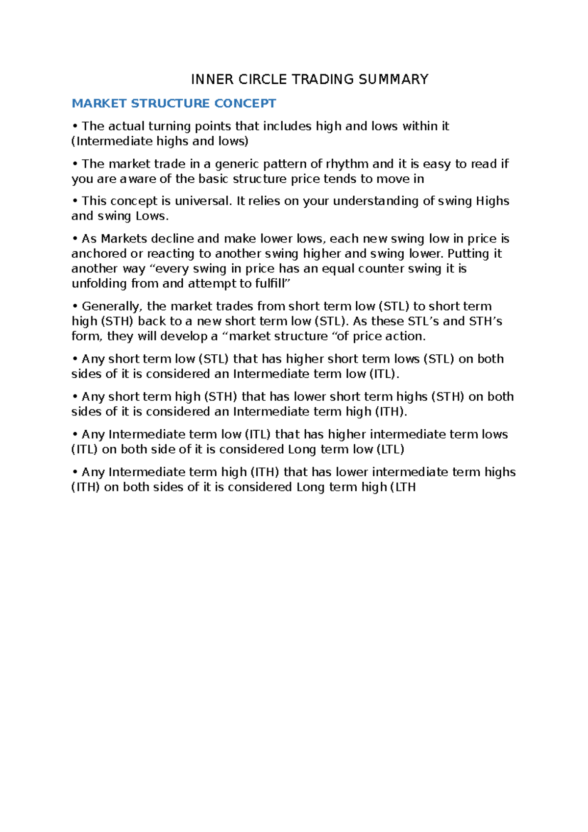Document - natur - INNER CIRCLE TRADING SUMMARY MARKET STRUCTURE ...