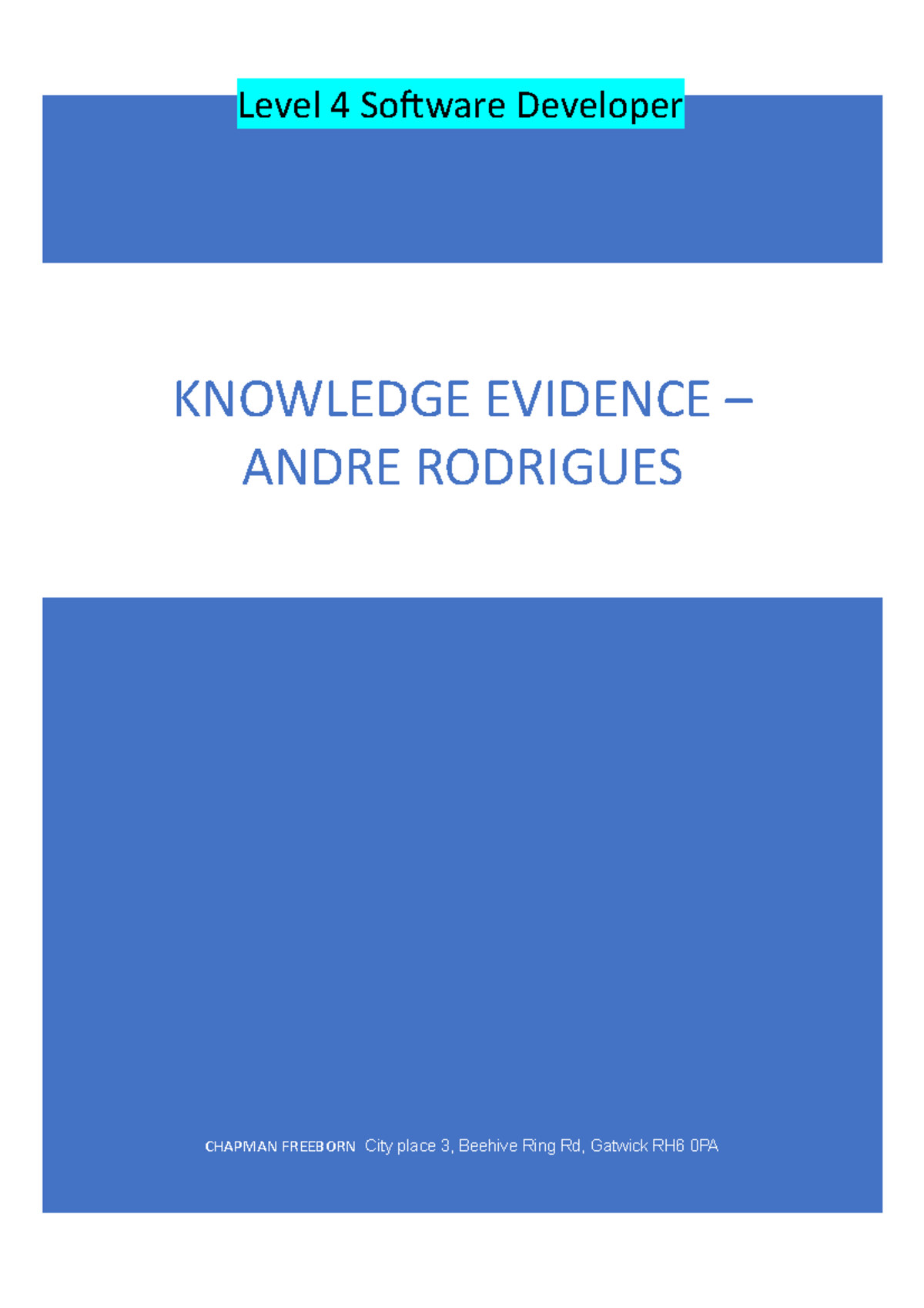 New Standards Portfolio Template (knowledge)- L4 Software Developer ...