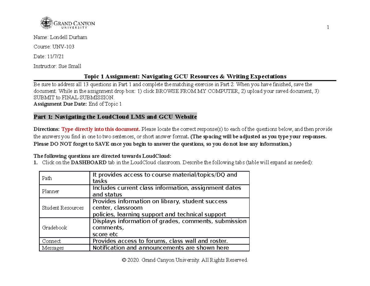 UNV-103-T1- GCUResourcesand Writing Expectations Worskheet-Online copy ...