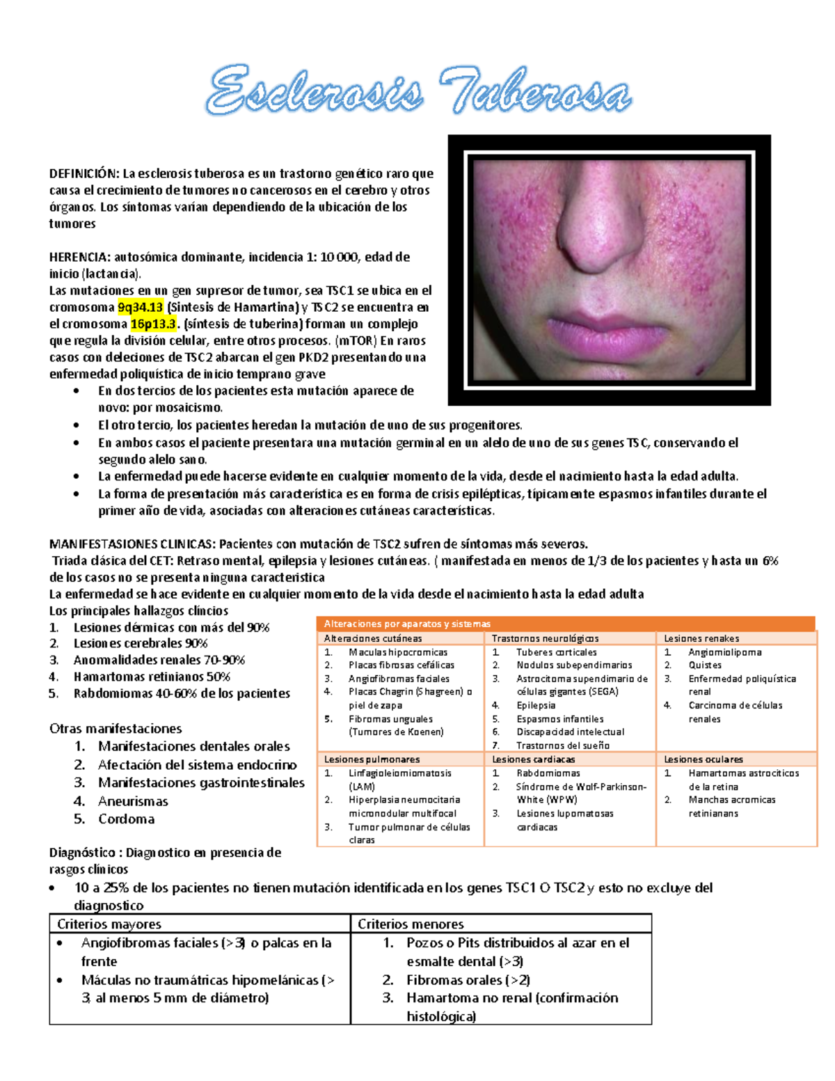 2 Esclerósis Tuberosa - Espero pueda ayudar en sus estudios - DEFINICI ...
