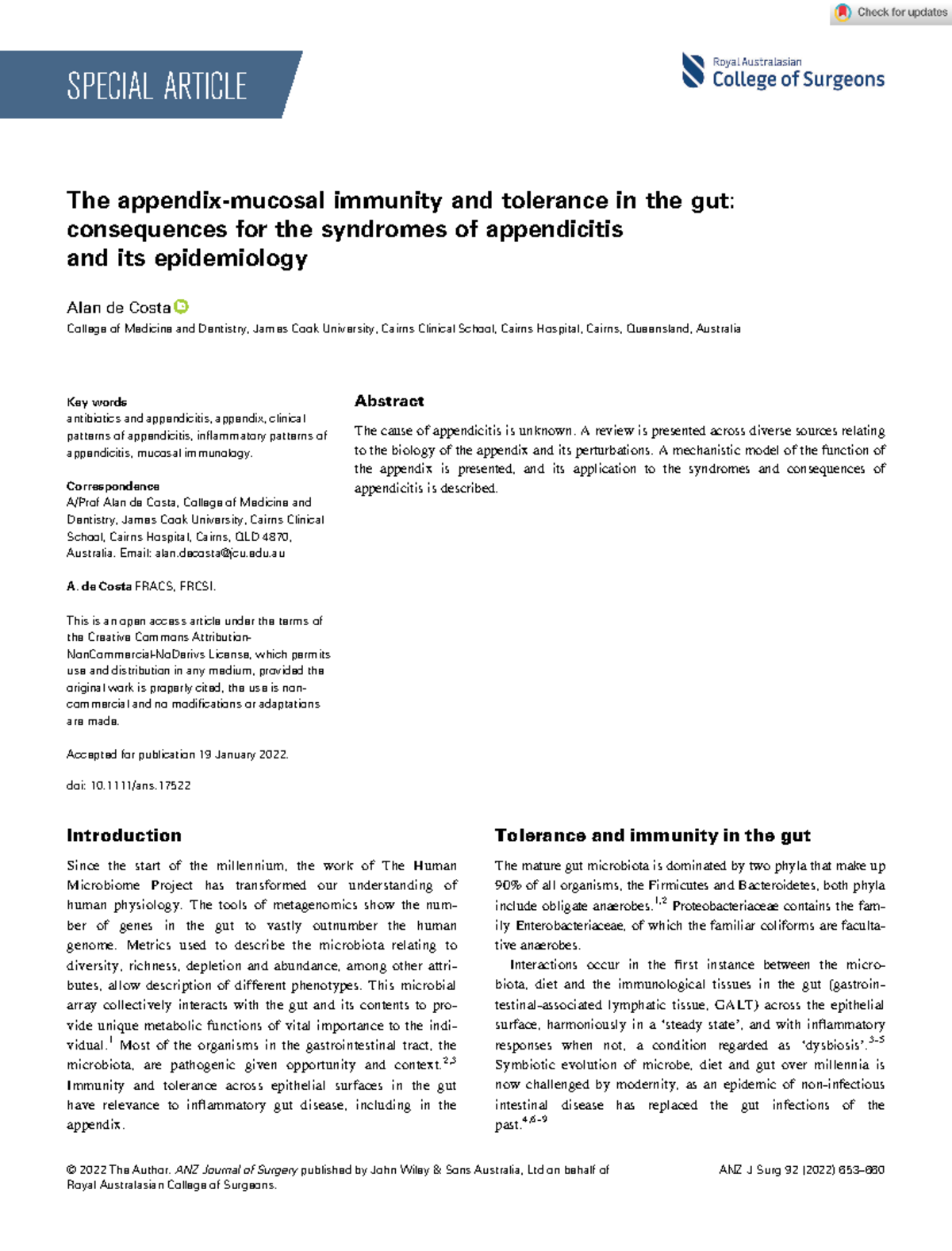 Apendicitis 3 - SPECIAL ARTICLE The appendix-mucosal immunity and ...