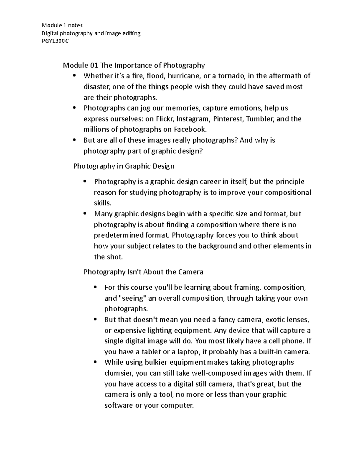 Module 01 The Importance of Photography - Module 1 notes Digital ...