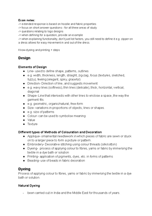 Preliminary Textiles AND Design Study Notes - what is design ...