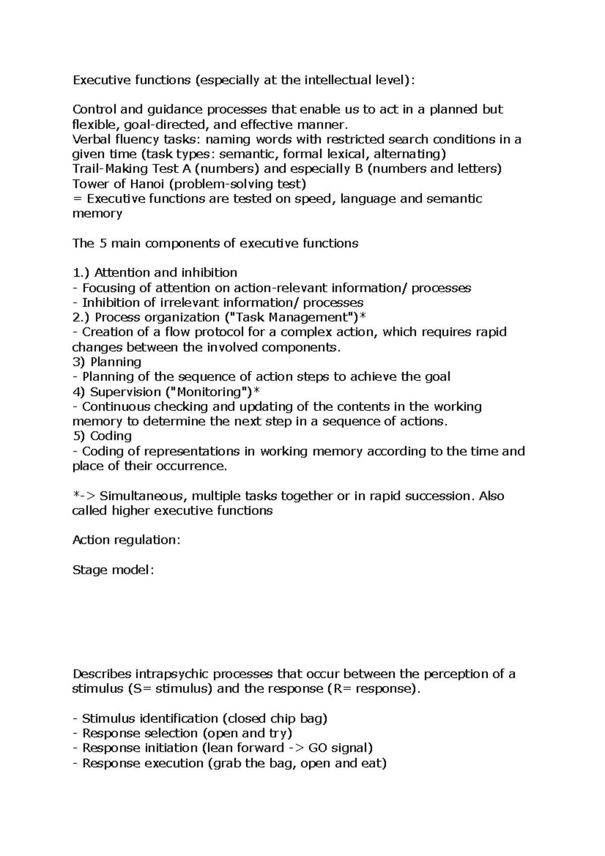 Executive functions - Introduction To Cognitive Psychology - Executive ...