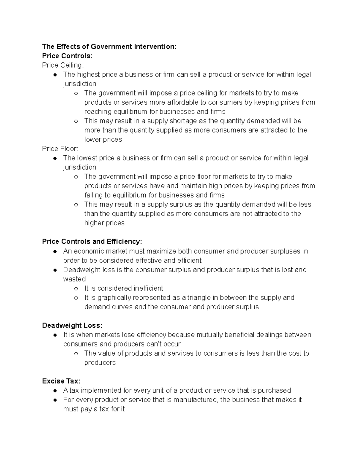 AP Microeconomics Unit 2.8 Notes - The Effects of Government ...