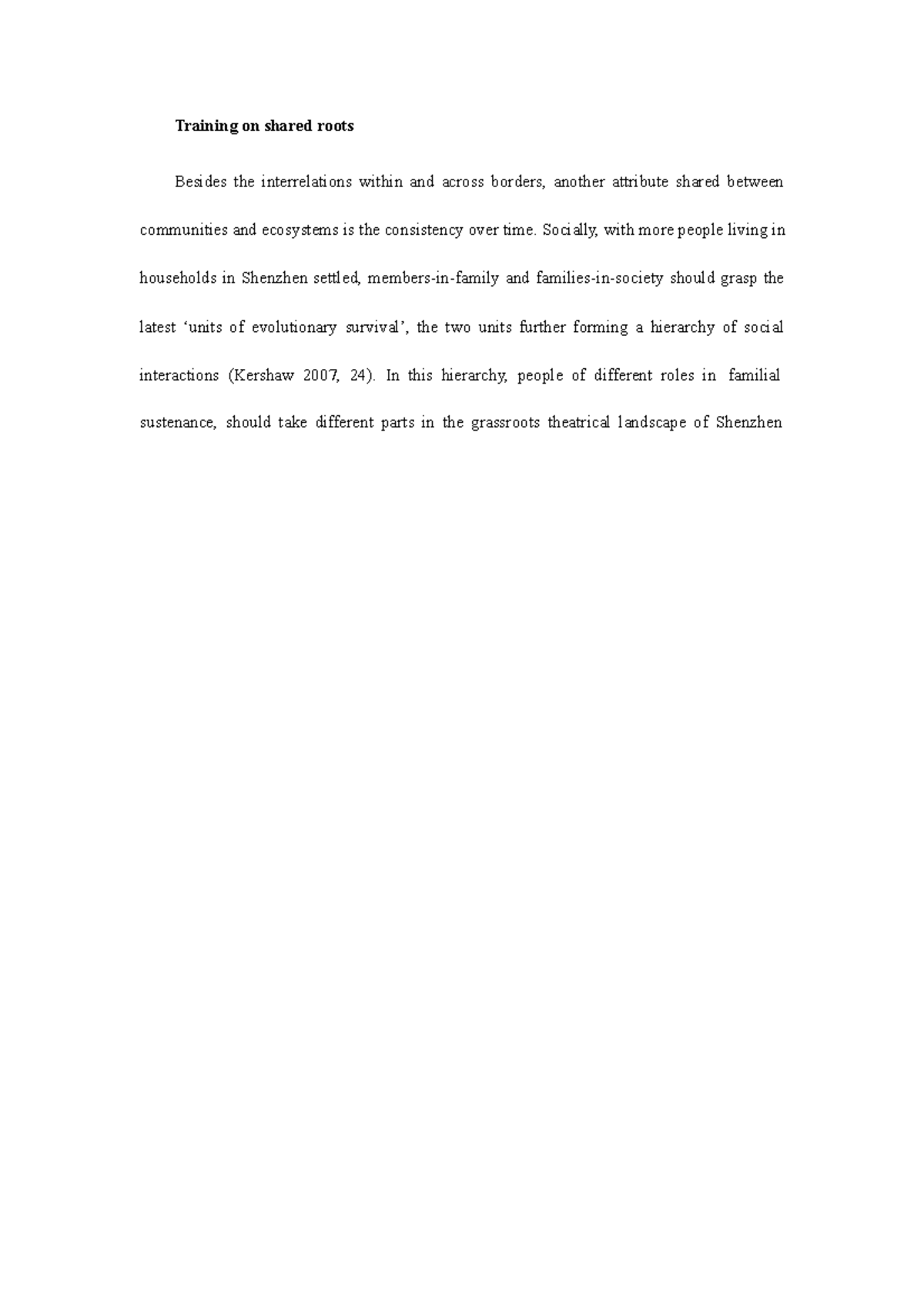 Training on shared roots - Training on shared roots Besides the ...