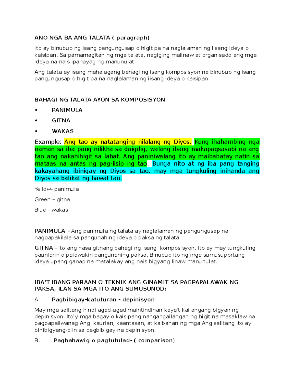 Talata-COPY - For a reporting discussion - ANO NGA BA ANG TALATA ...