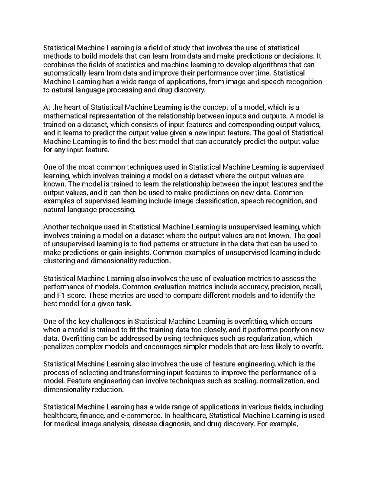 Intro to statistical machine learning - Statistical Machine Learning is ...