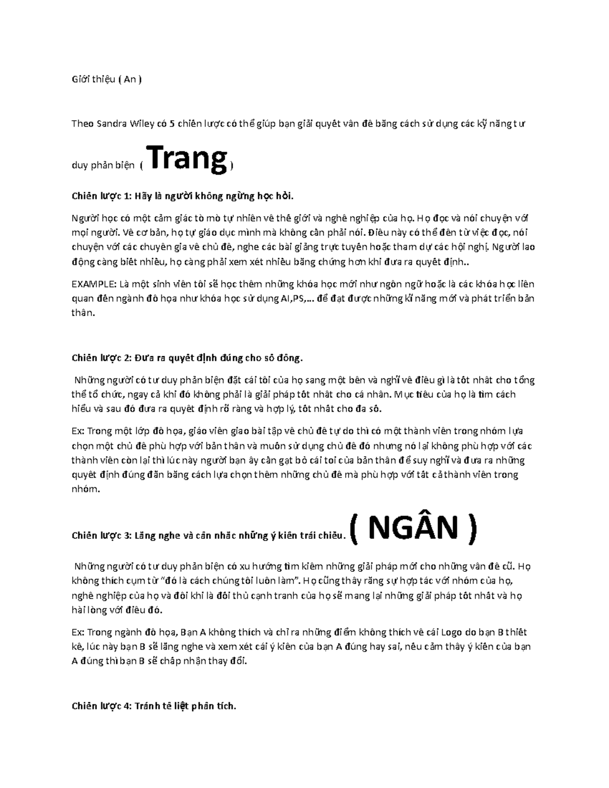AAHGHGDHDGSHDGSHDGSD - Gi i thi u ( An )ớ ệ Theo Sandra Wiley có 5 chiếến l ược có th ể giúp b n ...