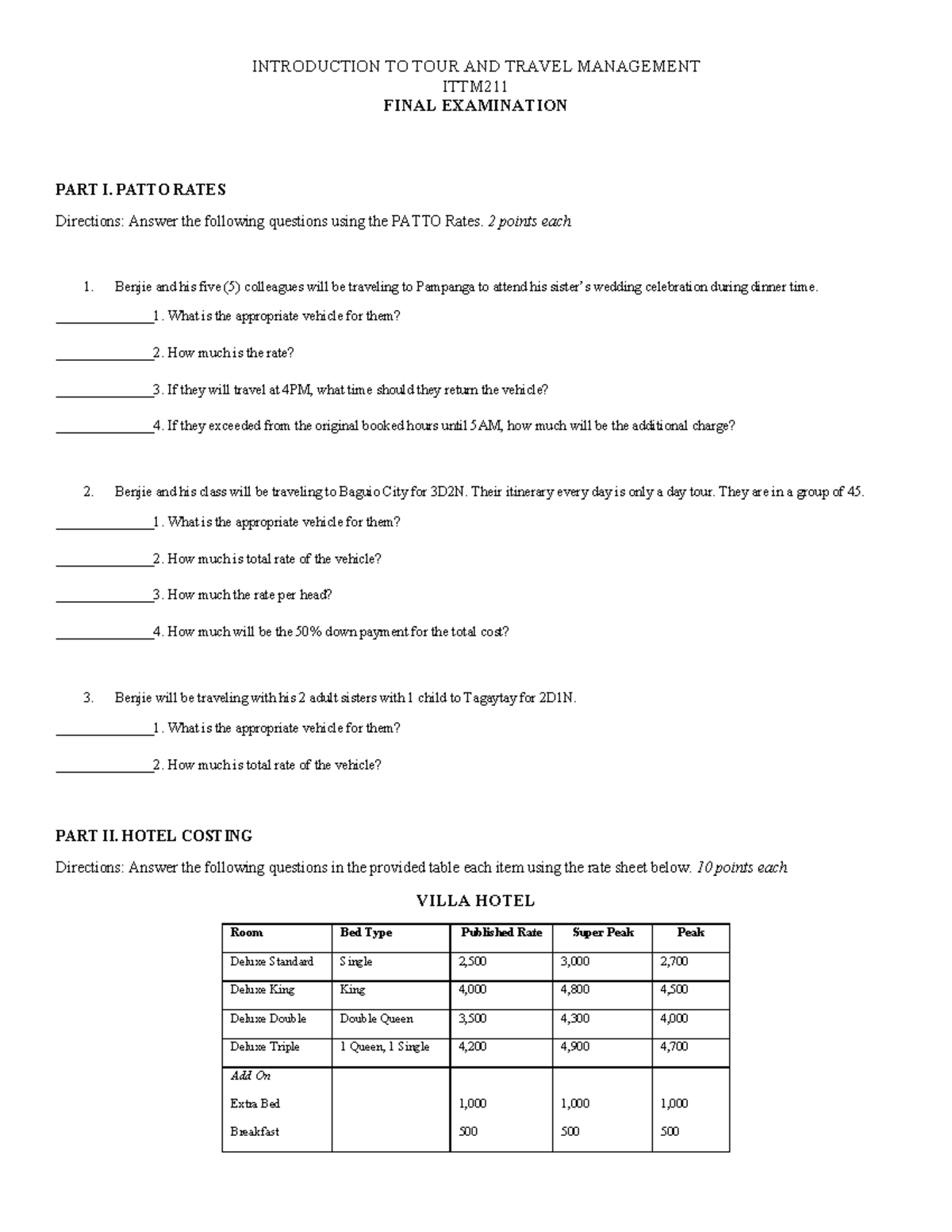 ITTM211++ Final+EXAM - Midterm exam pointers - INTRODUCTION TO TOUR AND ...