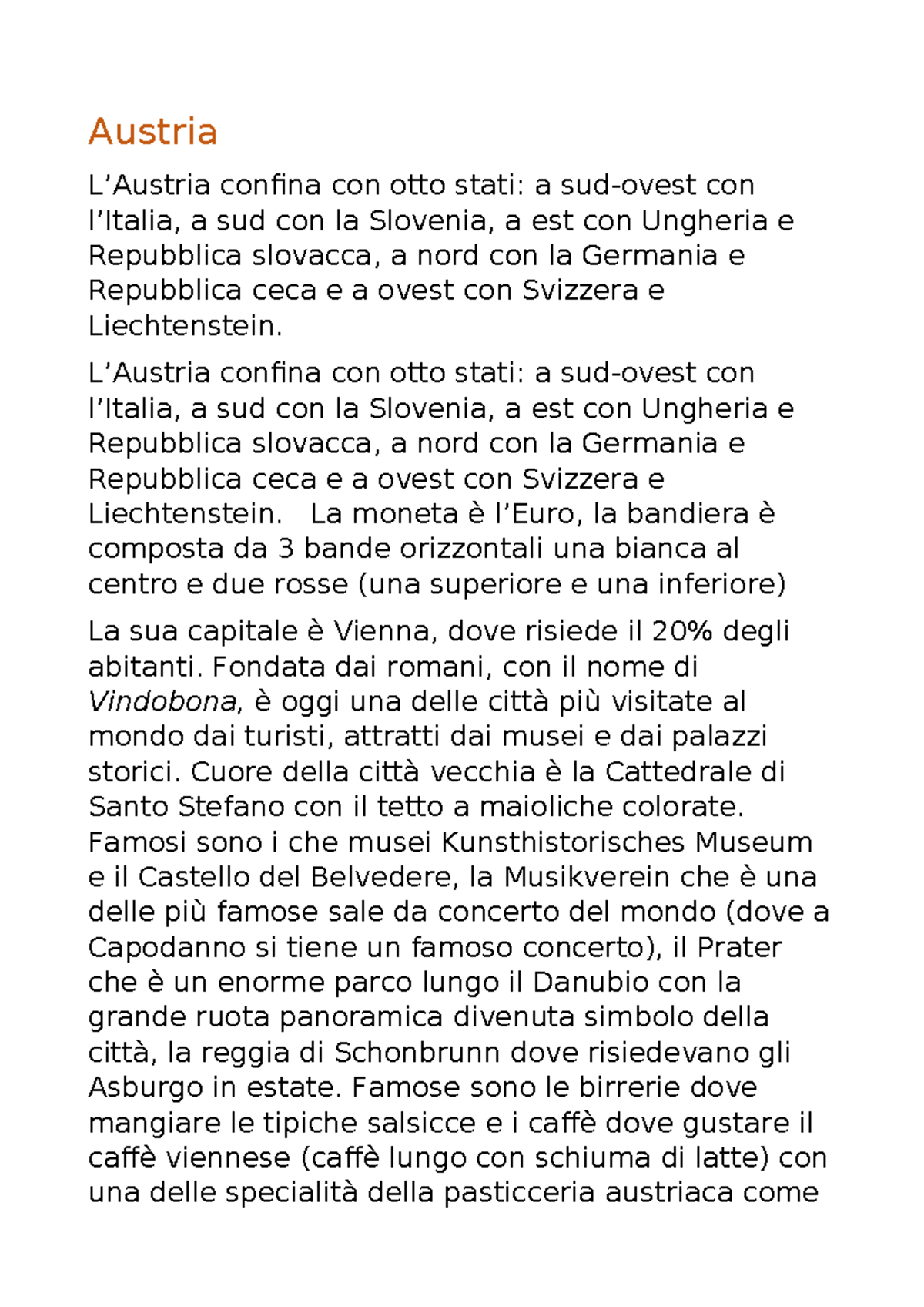 Austria geostoria - Austria L’Austria confina con otto stati: a sud ...