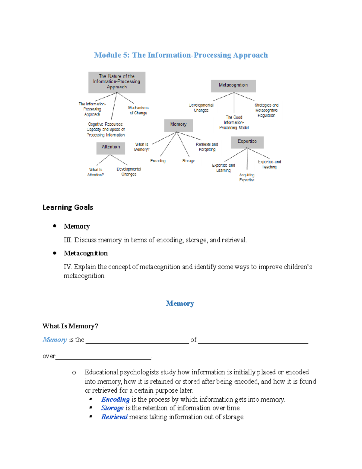 Memory Notes - Jonas Brown - Module 5: The Information-Processing ...