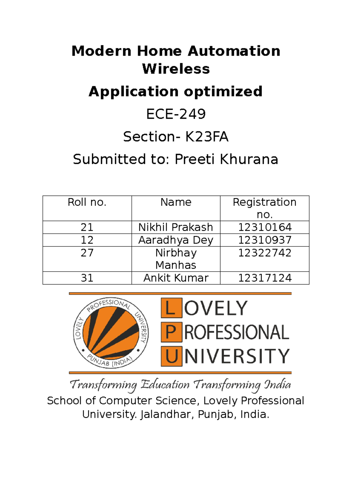 Electronic Dice - project - Modern Home Automation Wireless Application optimized ECE- Section ...