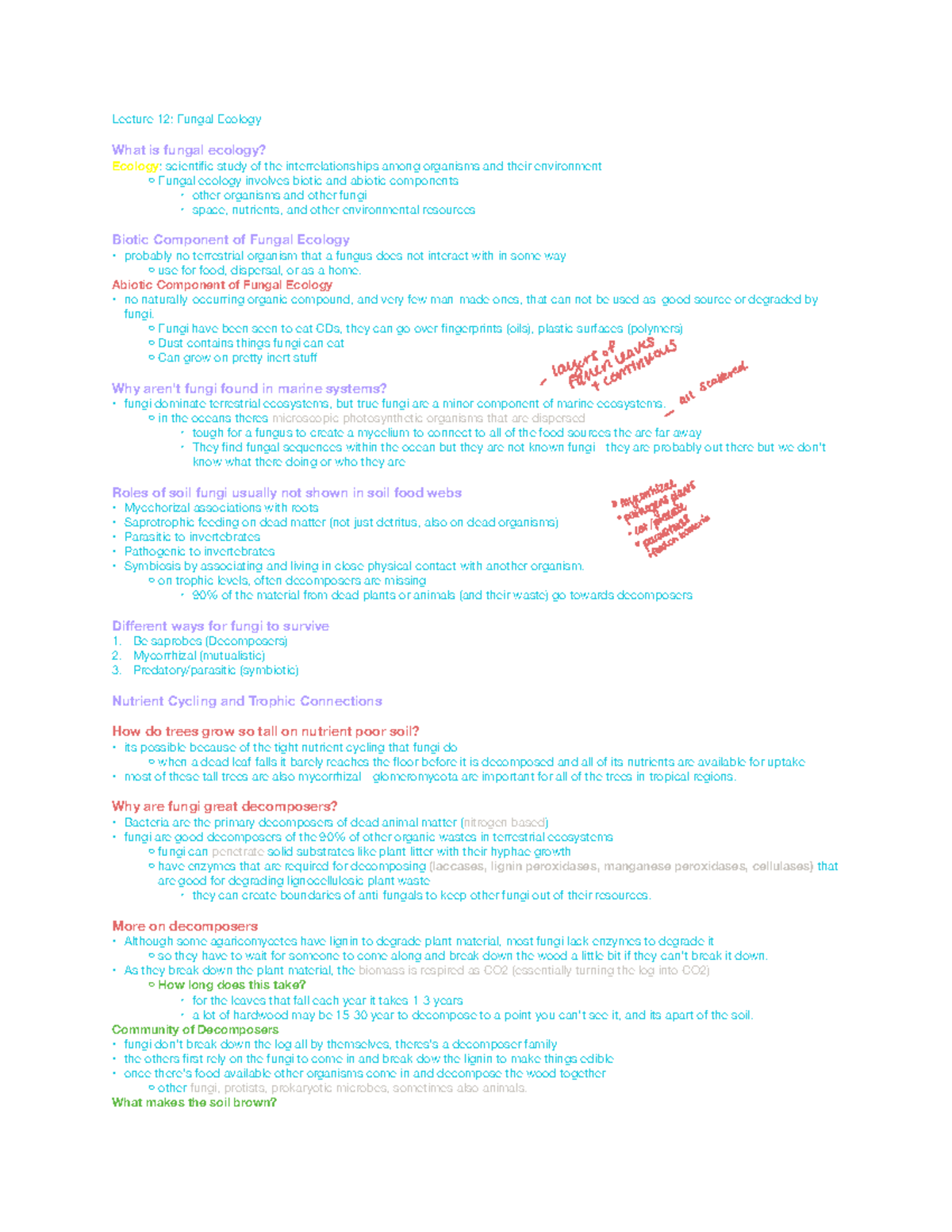 Biology of the Fungi 3218G Lecture 12 Ecology - Lecture 12: Fungal ...
