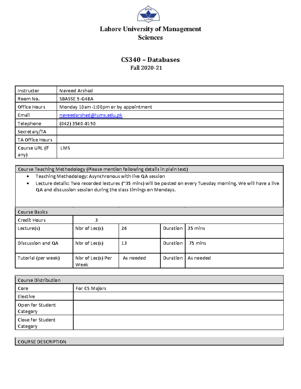 CS340; Databases; - CSACC - Sciences CS340 – Databases Fall 2020 ...