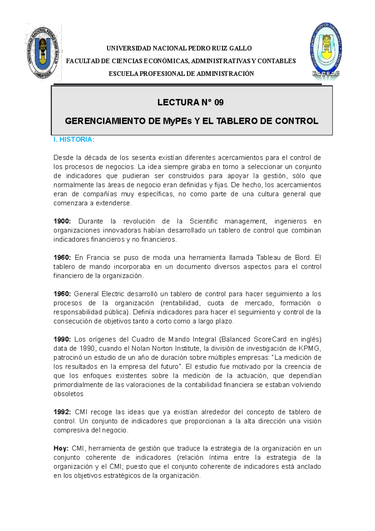 Lectura 09AP - dfrr - UNIVERSIDAD NACIONAL PEDRO RUIZ GALLO FACULTAD DE ...