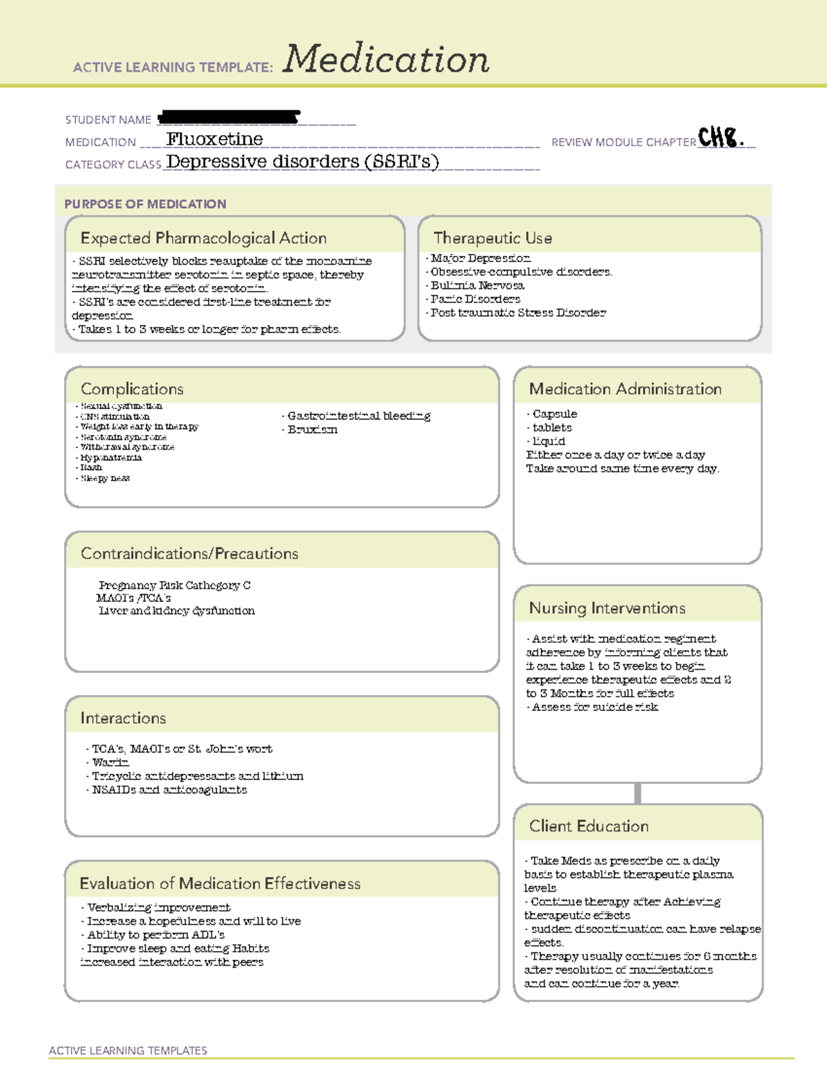 Medication template week 1 - ACTIVE LEARNING TEMPLATES Medication ...