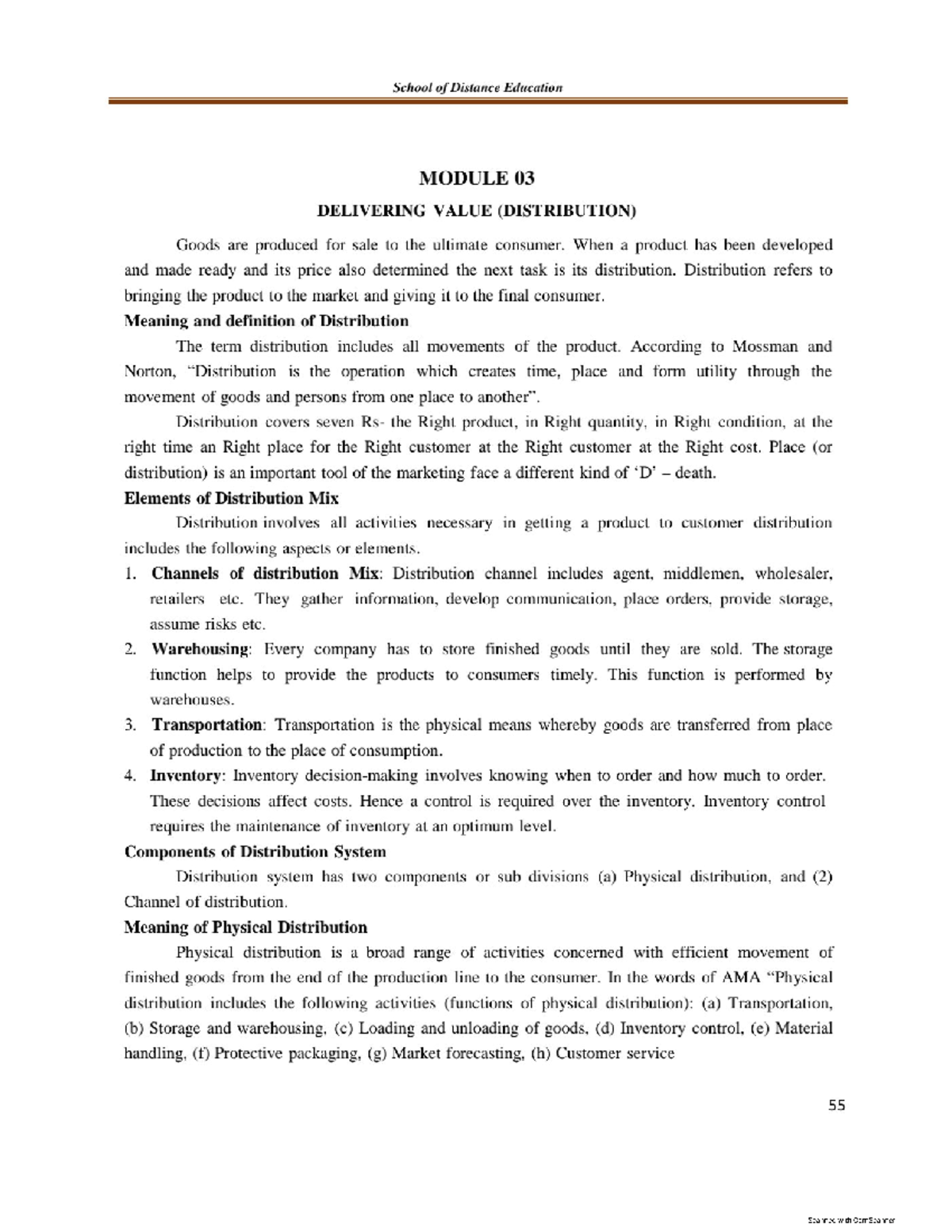 Distribution - Its study material - Marketing Management - Studocu