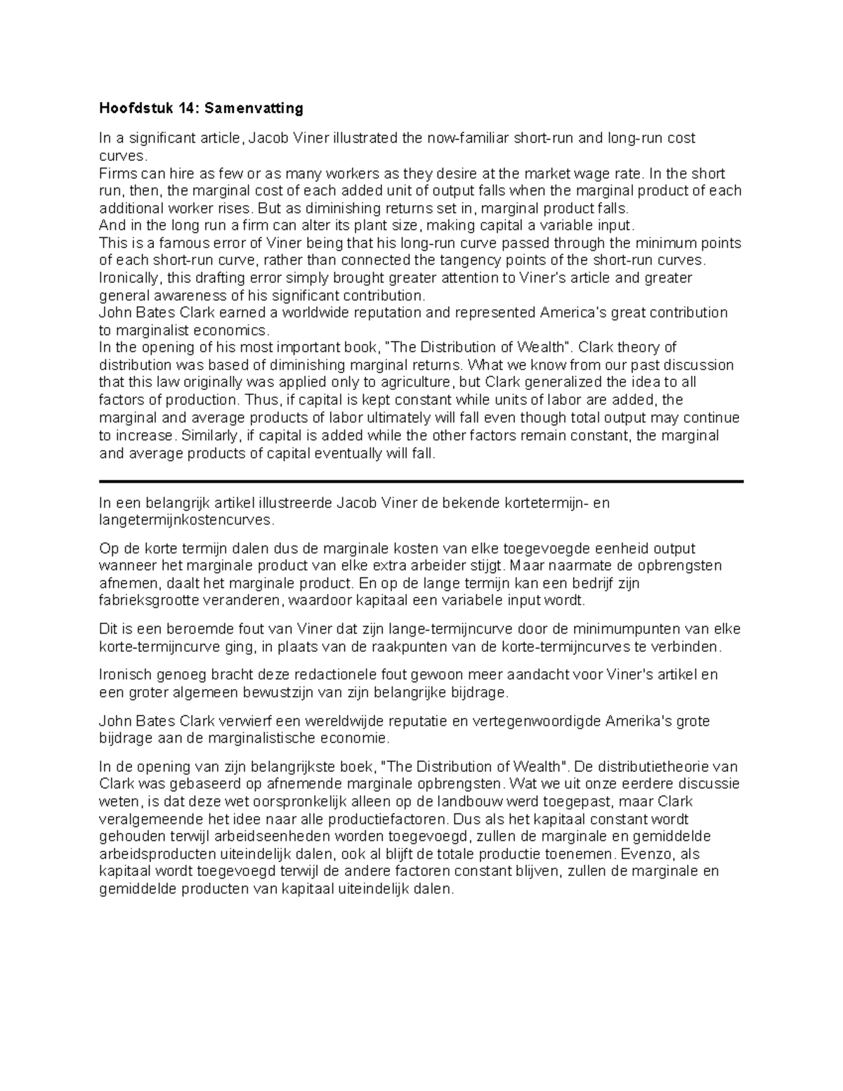 Filosofie van Economie - Hoofdstuk 14 - Samenvatting - Hoofdstuk 14: Samenvatting In a ...