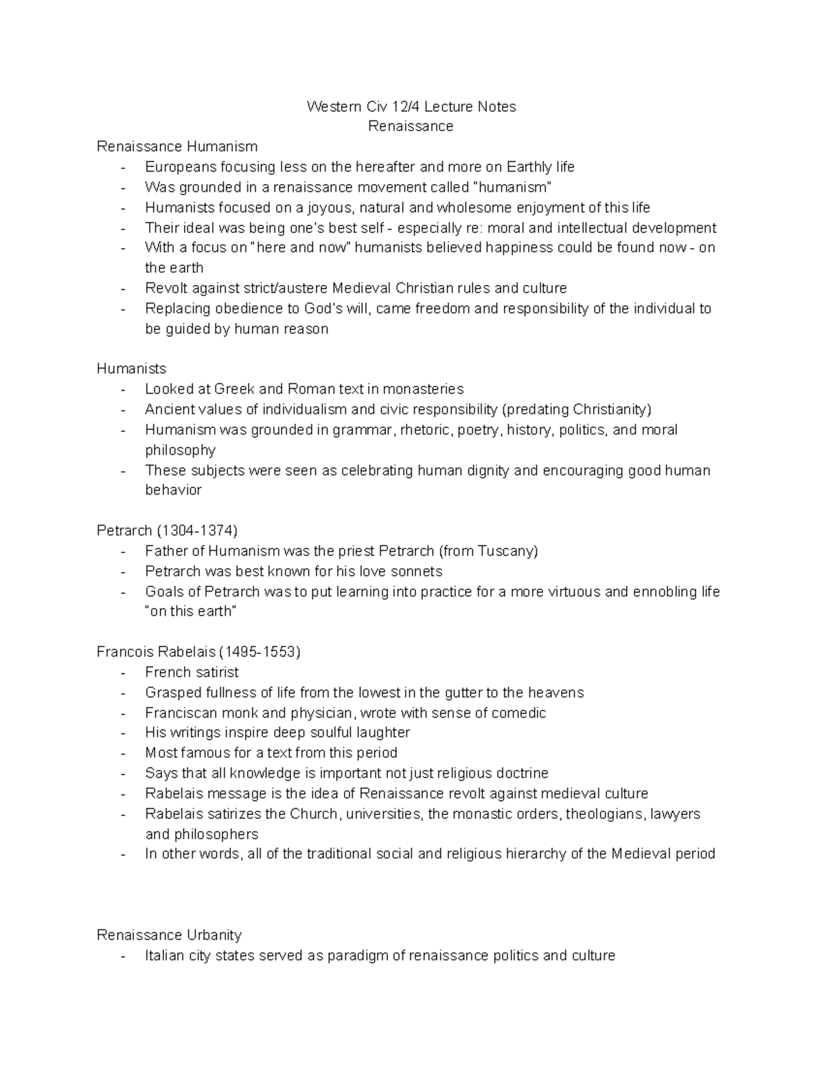 Western Civ 12 4 Lecture Notes - Western Civ 12/4 Lecture Notes ...