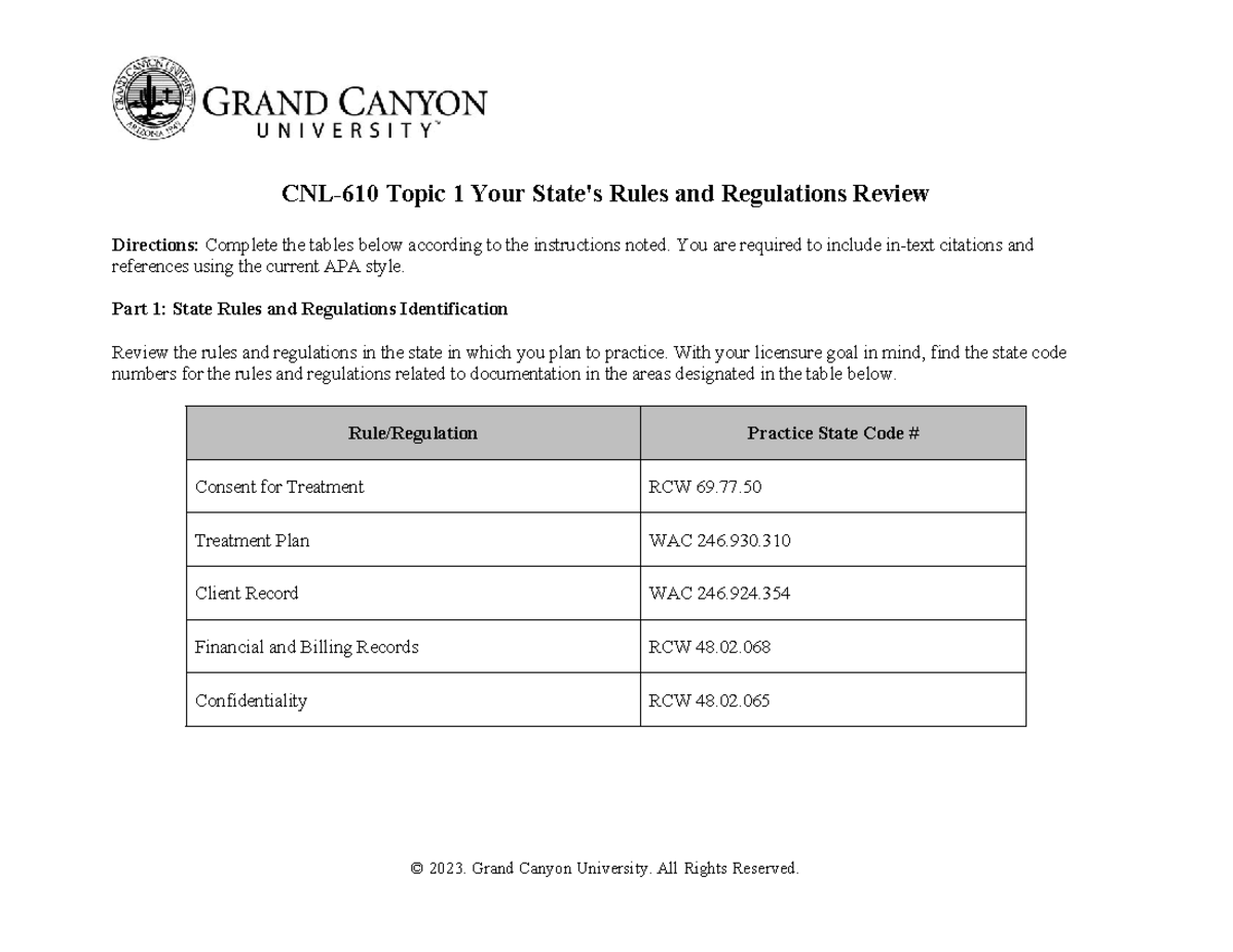 CNL 610 RS T1 State Rules Regulations Review - CNL-610 Topic 1 Your ...