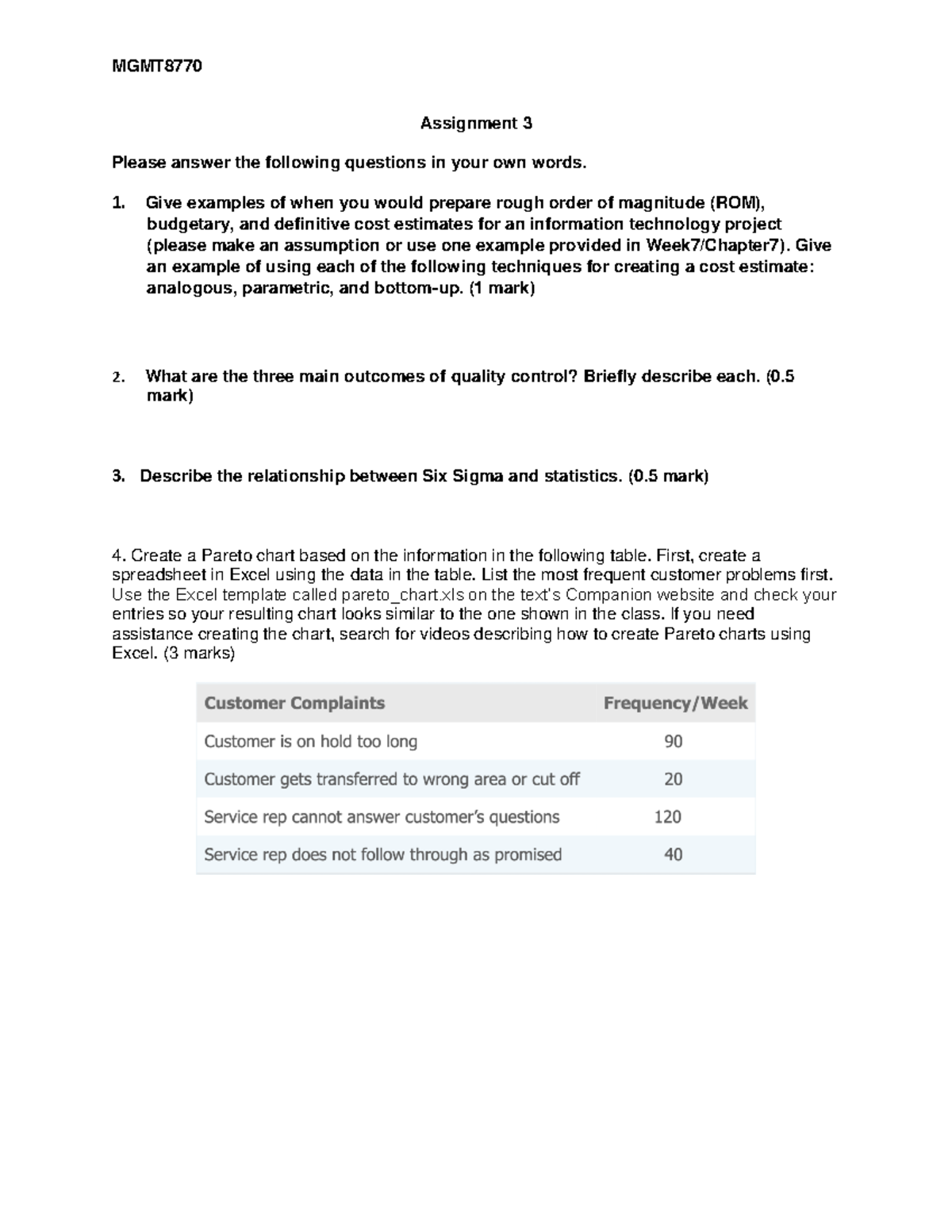 MGMT8770 Assignment 3 - MGMT Assignment 3 Please answer the following ...