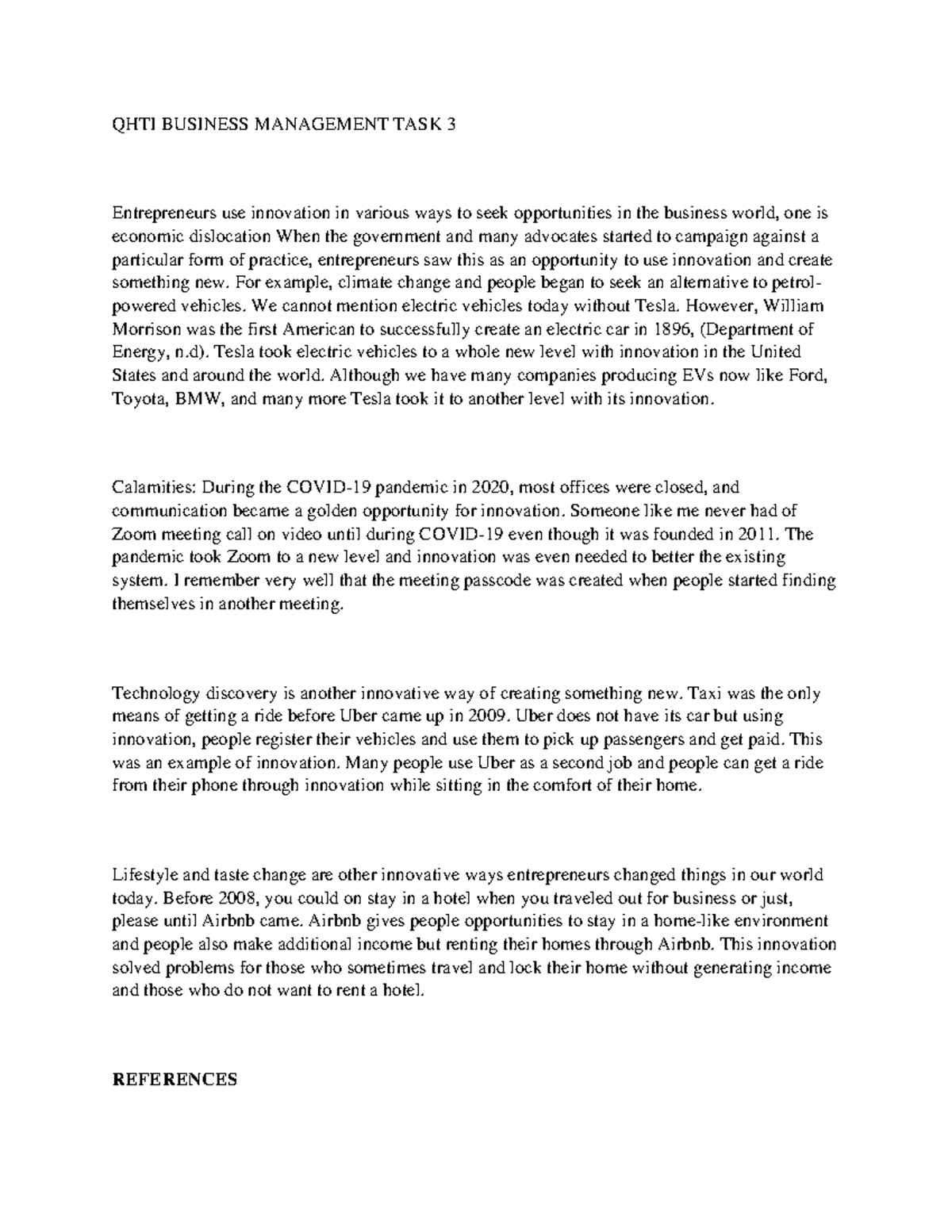 QHTI Business Management TASK 3 - QHTI BUSINESS MANAGEMENT TASK 3 ...