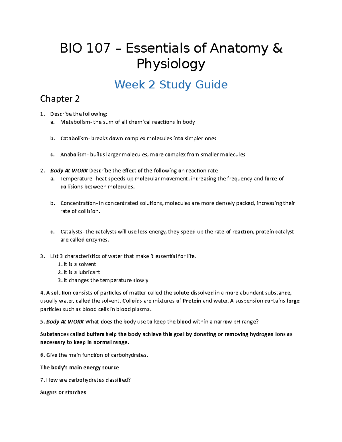 Chapter 2- Anatomy - BIO 107 – Essentials of Anatomy & Physiology Week ...