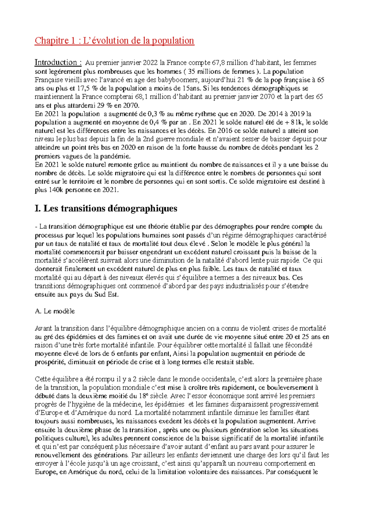Démographie chapitre 1 - Chapitre 1 : L’évolution de la population ...