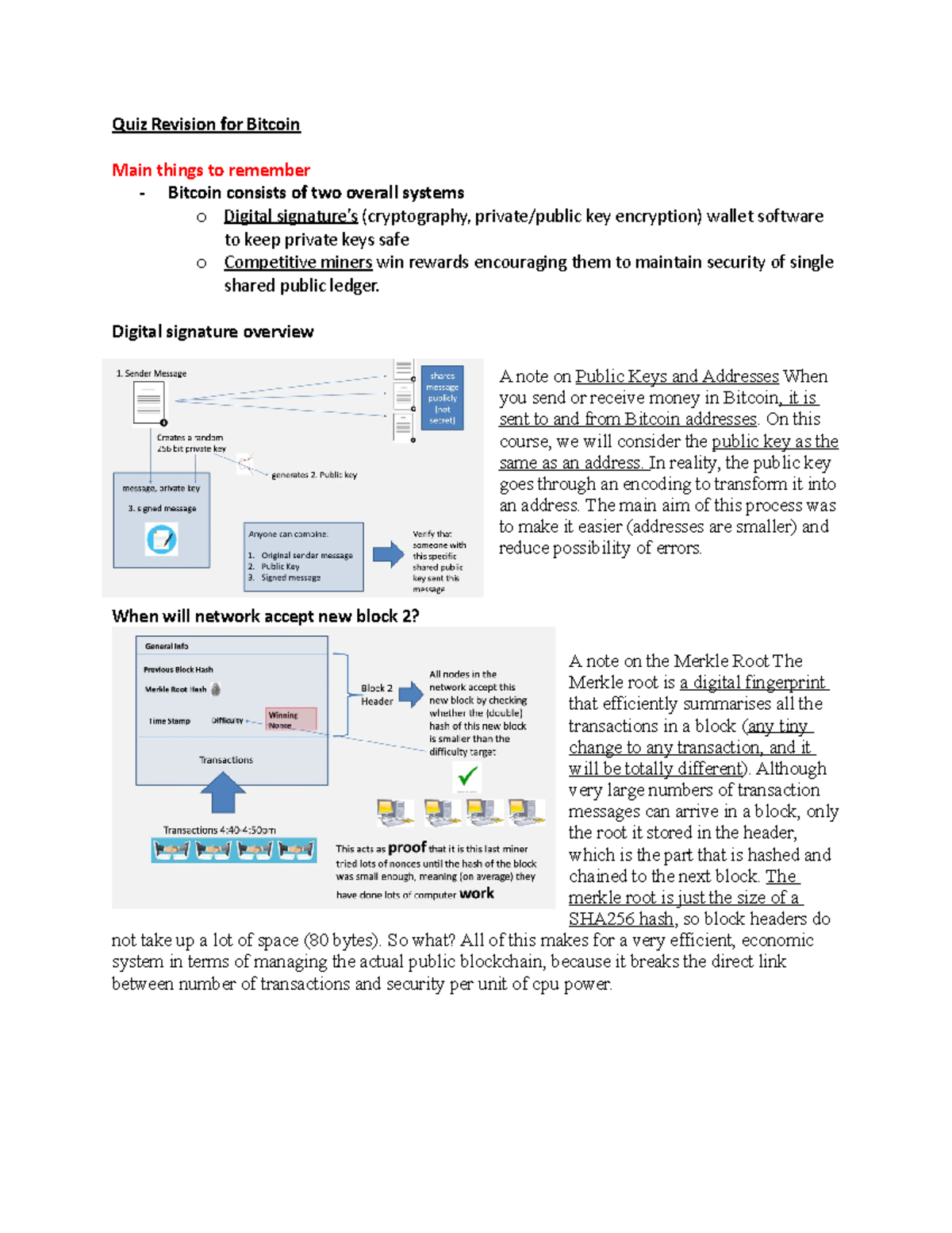 Quiz Revision for Bitcoin - Digital signature overview A note on Public ...