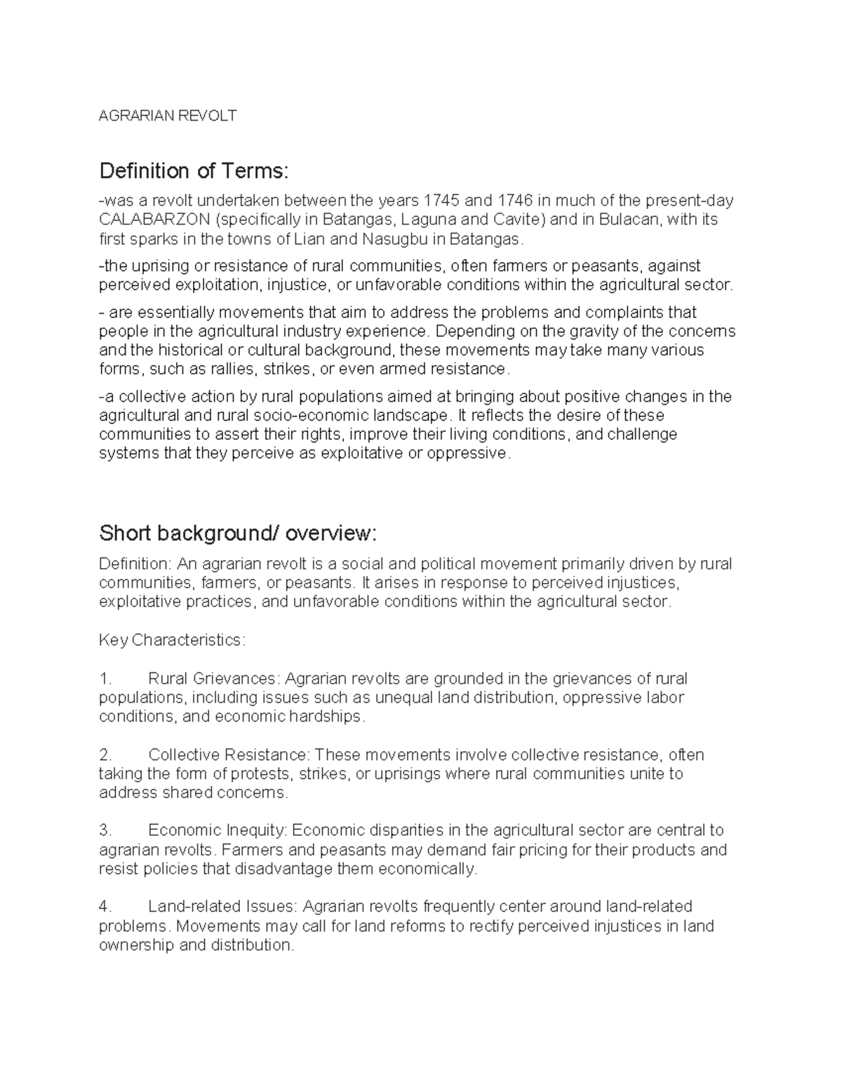 Agrarian Revolt - can be use as resources for making reports in class ...