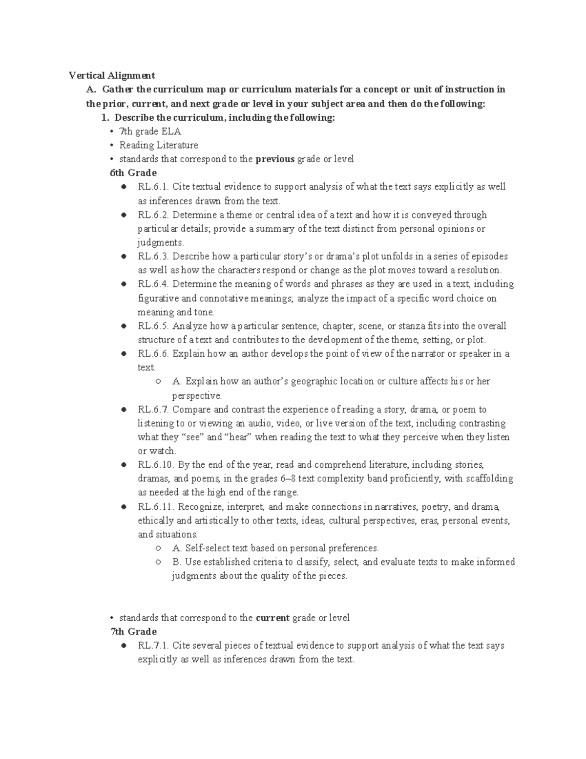 Designing Curriculum And Instruction Task 3 Passes Vertical Alignment A Gather The