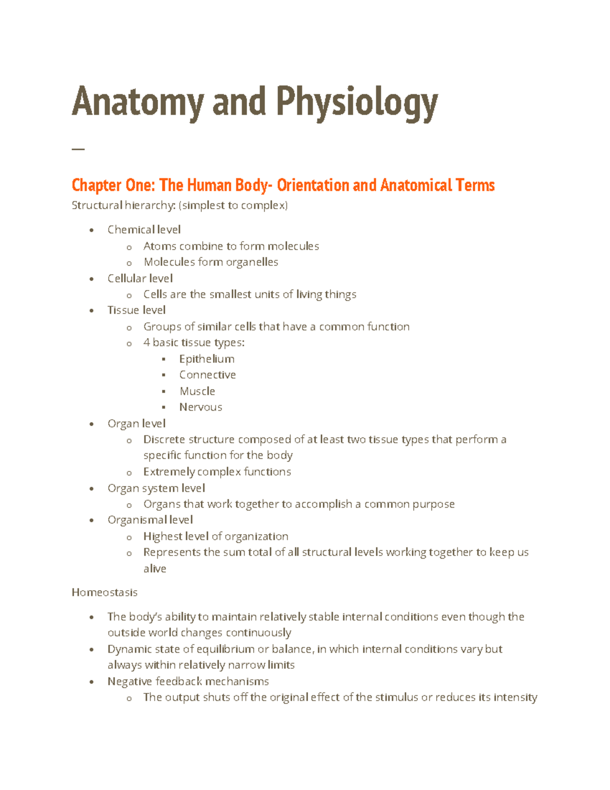 Chapter 1: The Human Body- Orientation and Anatomical Terms - Anatomy and Physiology ─ Chapter ...