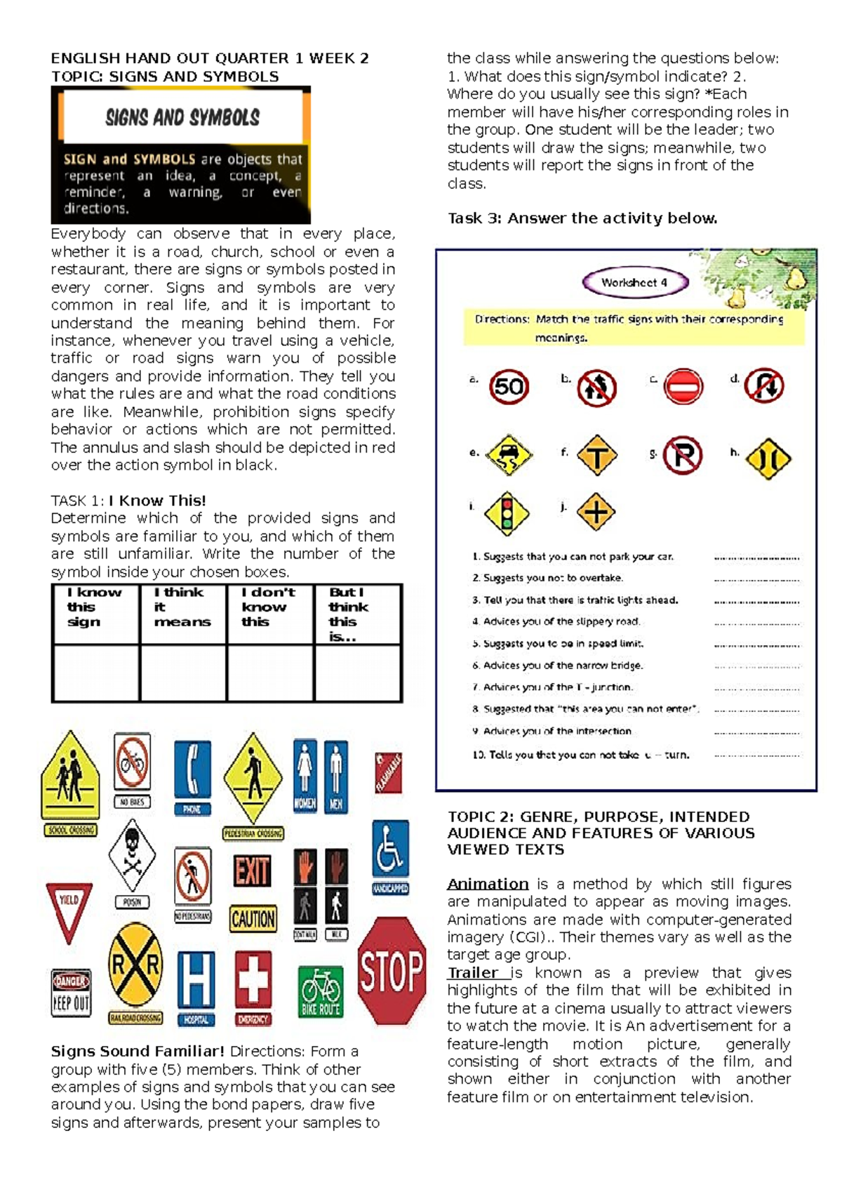English HAND OUT Quarter 1 WEEK 2 - ENGLISH HAND OUT QUARTER 1 WEEK 2 ...