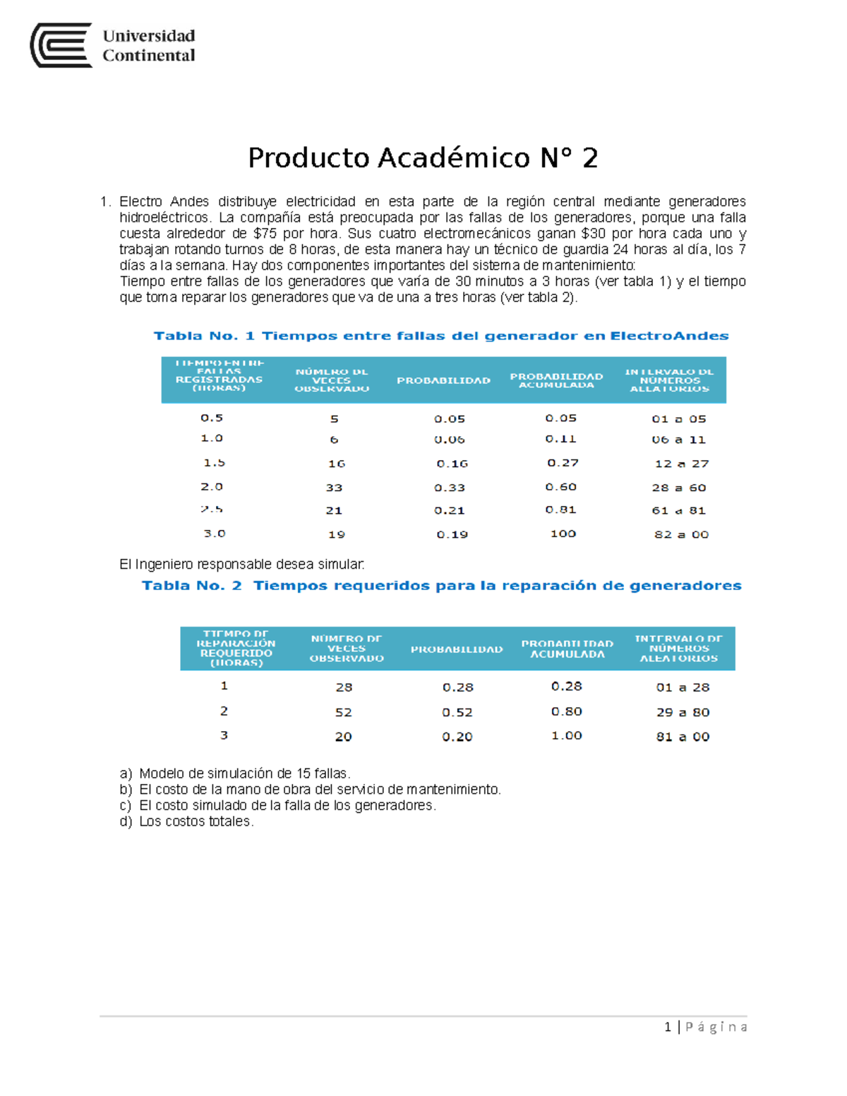 PA02-Simulacion - preparación examen producto acedemos numero dos - Producto Académico N° 2 1 ...
