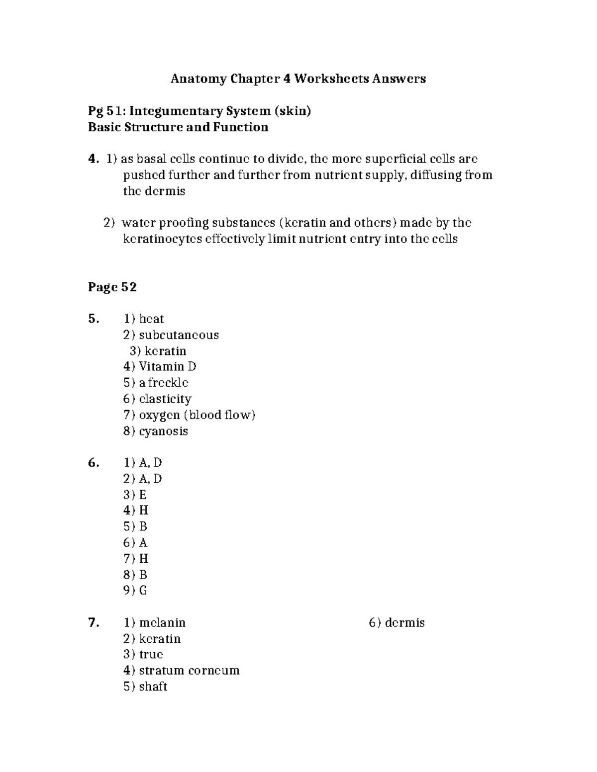 Anatomy Chapter 4 Worksheets Answers - Anatomy Chapter 4 Worksheets ...
