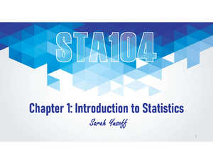 Chapter 1 STA104 - Note for study - CHAPTER 1: INTRODUCTION TO SAMPLING THEORY By the end of ...