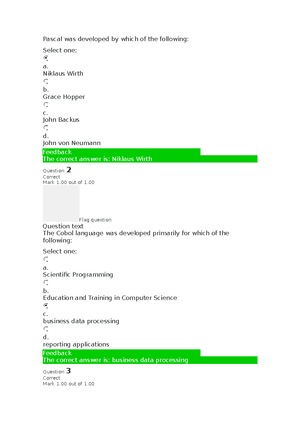 Graded Quiz Unit 6: Attempt review - CS 4402-01 Comparative Programming Languages - AY2023-T ...