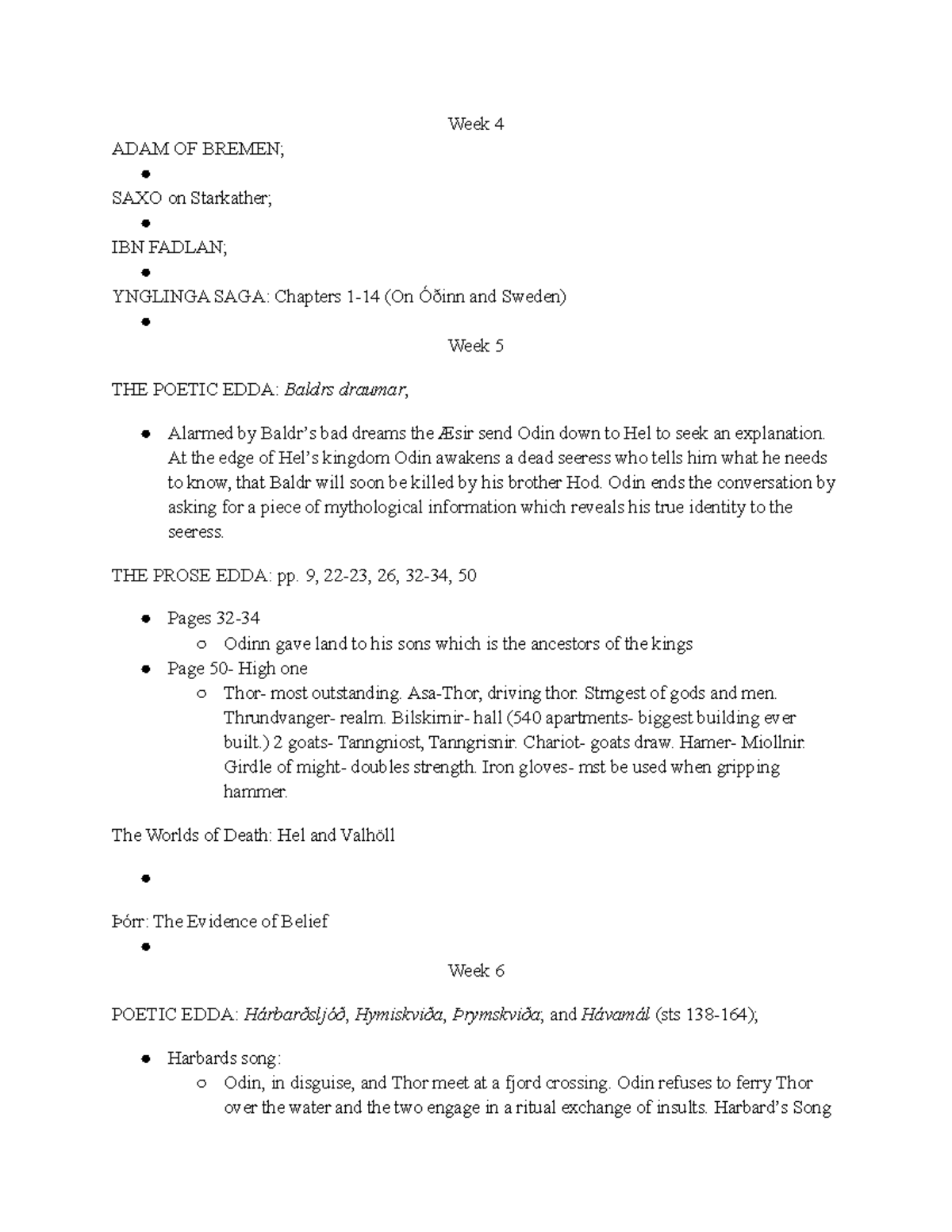 Viking Test 2 Summaries - Week 4 ADAM OF BREMEN; SAXO on Starkather ...
